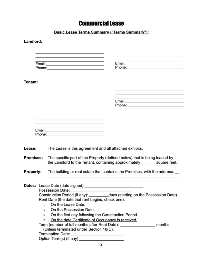 Commercial Lease | CPIX Commercial Property Information Exchange