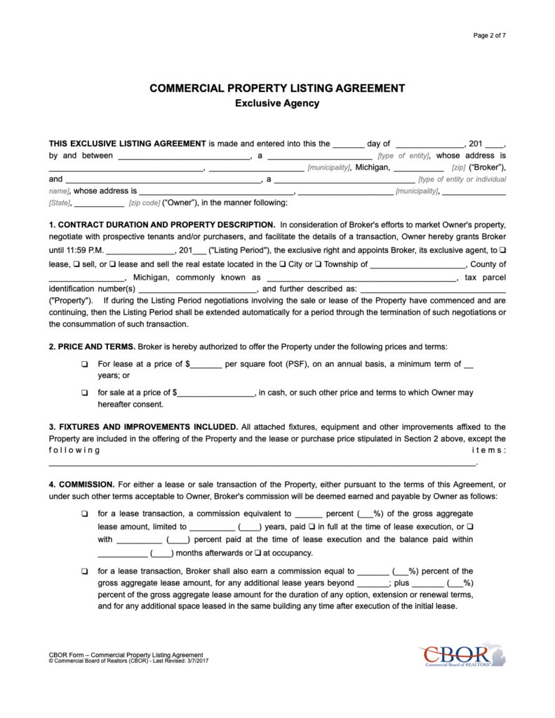 Exclusive Listing Agreement | CPIX Commercial Property Information Exchange
