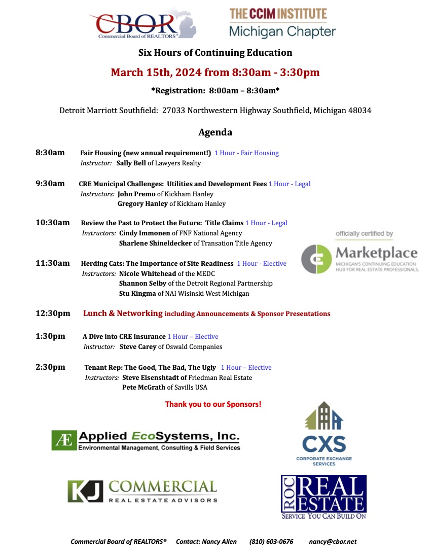 CBOR and CCIM Michigan Chapter Present 6 Hours of Live Continuing ...